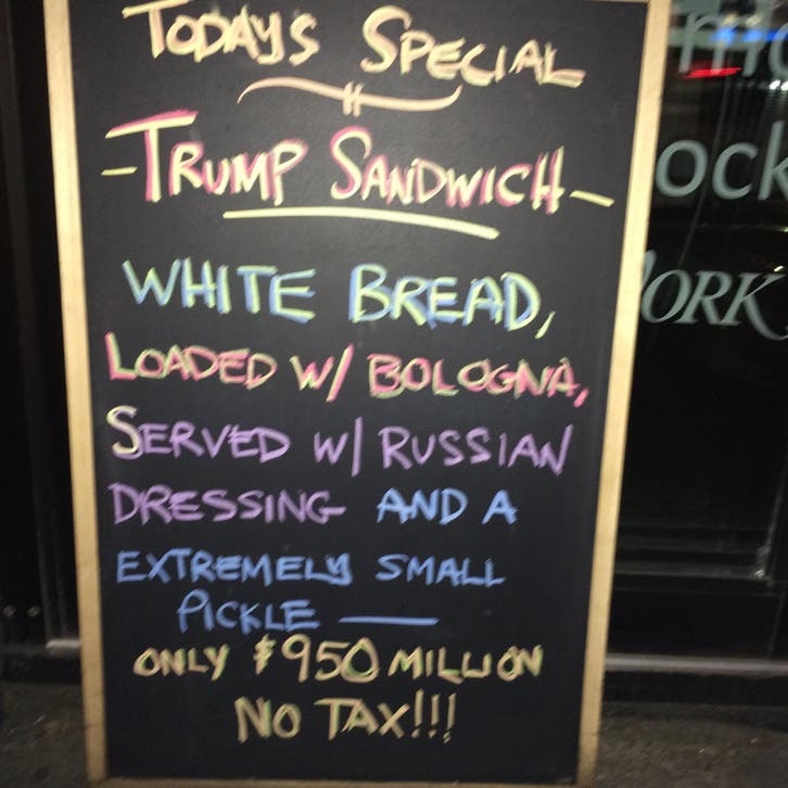NYC Restaurant Advertises 'Trump Sandwich' Complete With Tiny Pickle ...