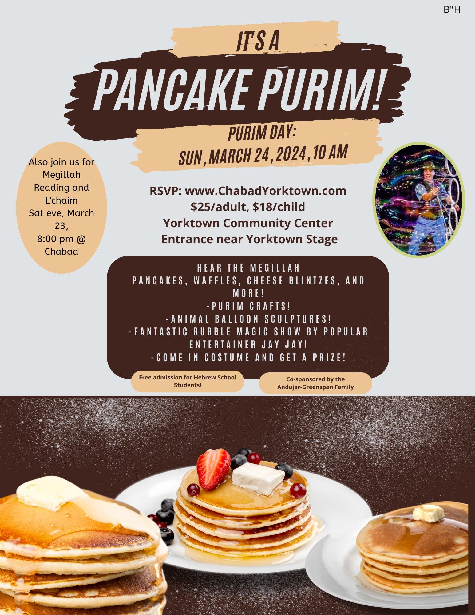 Mar 24 | Pancake Purim! | Yorktown, NY Patch