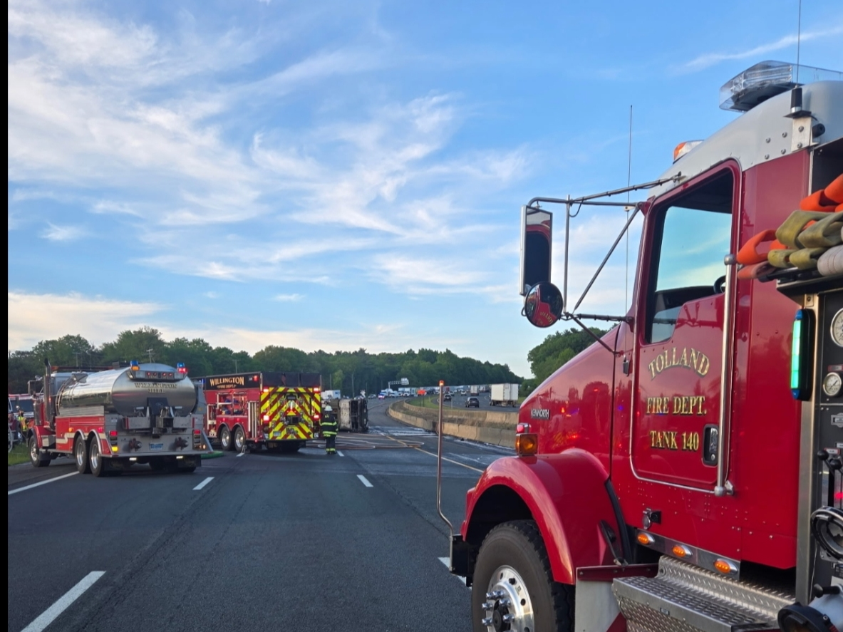 Military Vehicle Crashes, Bursts Into Flames, On I-84 In Willington ...