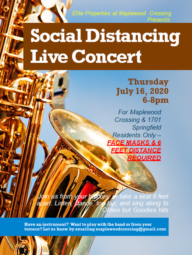 Social Distancing Live Concert Mplwd Crossings & 1701 SpringField ...