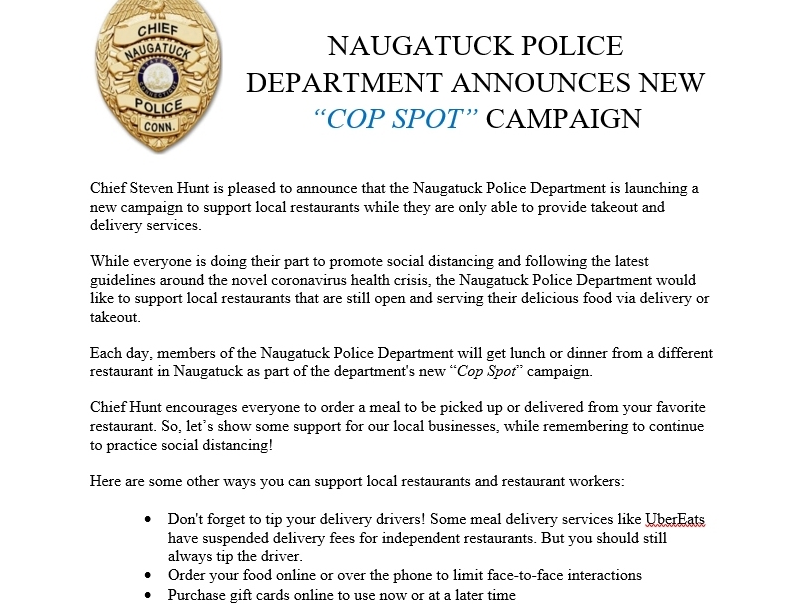 Naugatuck Police Dept. Announces New Cop Spot Campaign | Naugatuck, CT ...