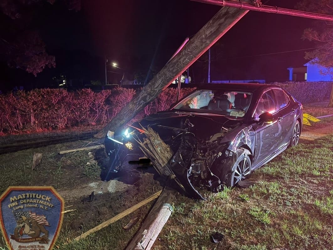 Utility Pole Cracked In Half After Mattituck Crash: Fire Officials ...