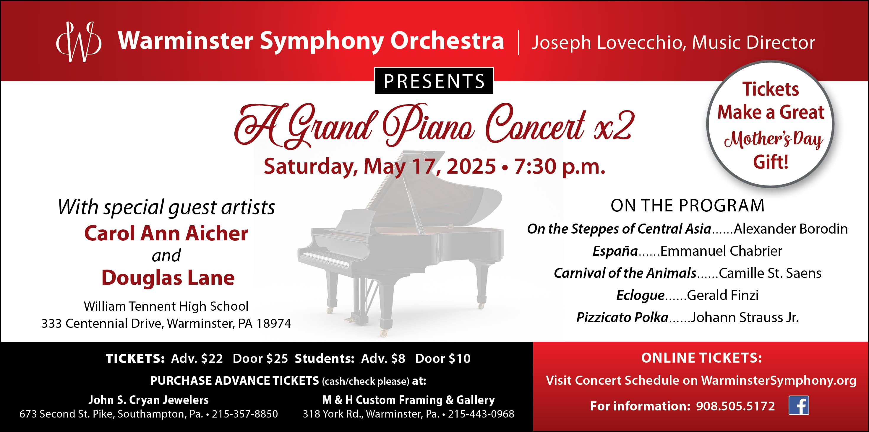May 17 | Warminster Symphony Orchestra Presents "A Grand Piano Concert ...