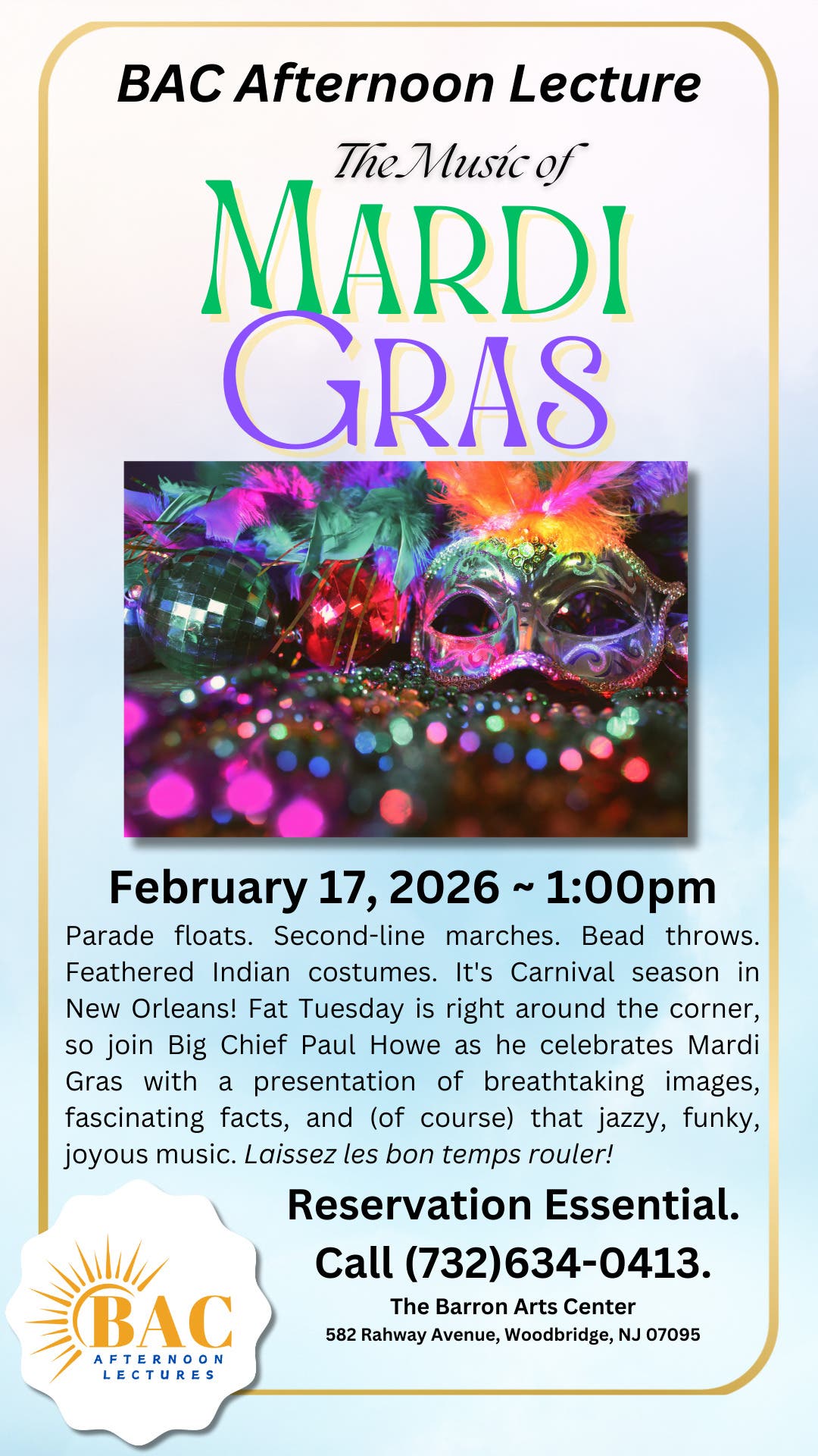 Feb 17 | LECTURE: The Music of Mardi Gras | Woodbridge, NJ Patch