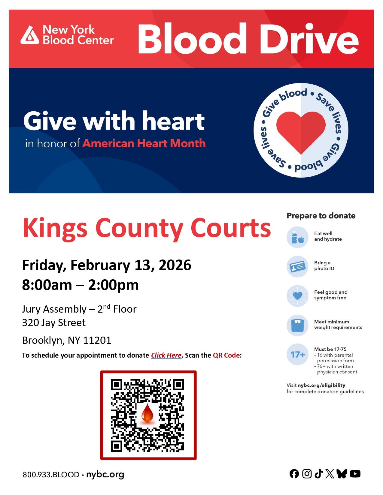 Feb 13 | Downtown Brooklyn American Heart Month Blood Drive - Emergency ...