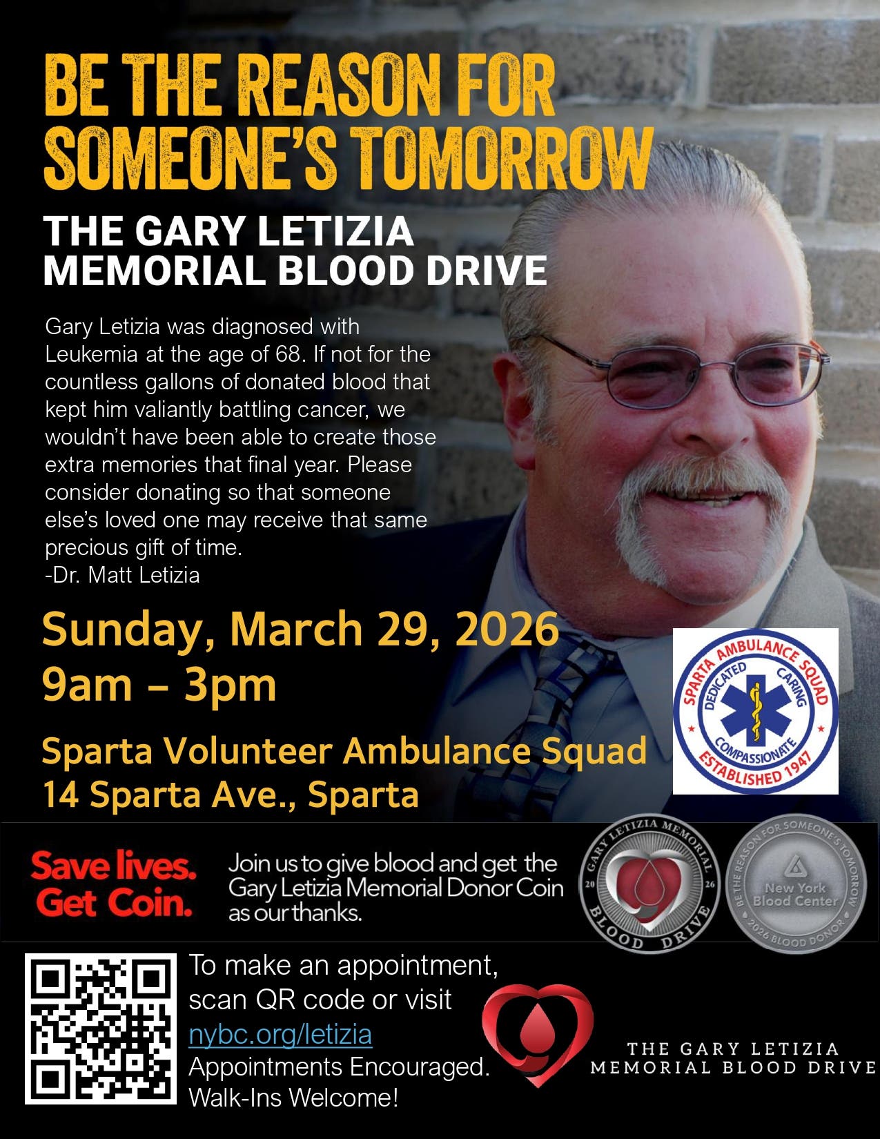 Mar 29 | Sparta Community Blood Drive - In Loving Memory of Gary ...
