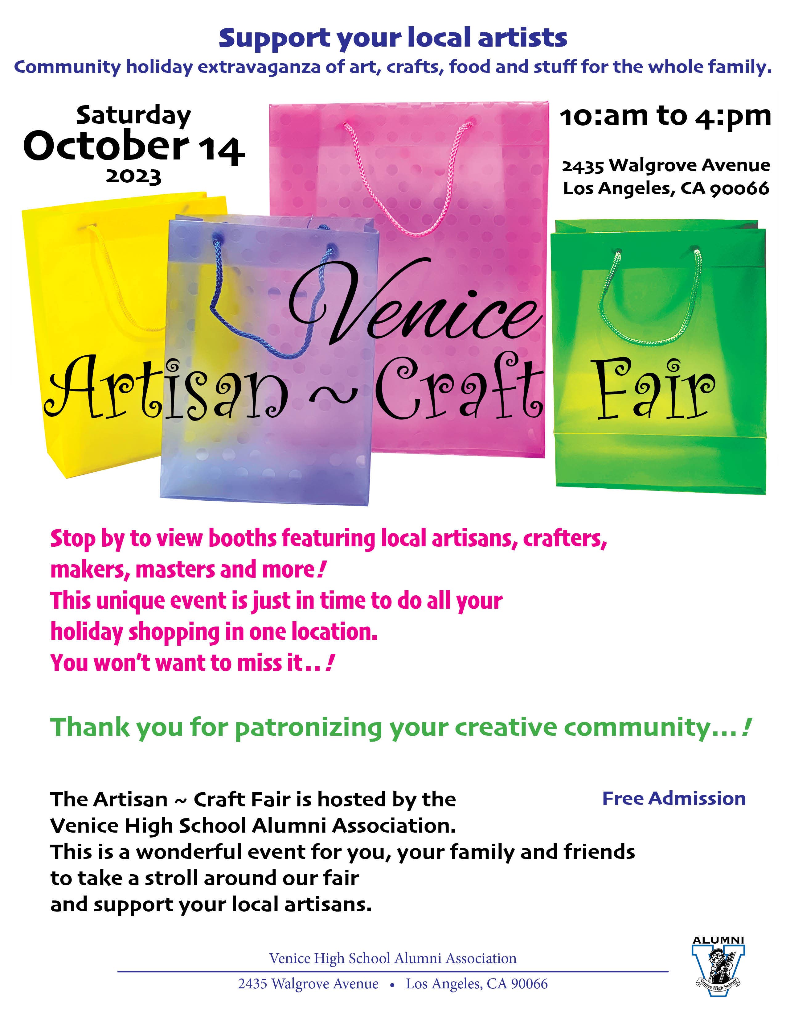 Oct 14 | 🛍 Venice Artisan~Craft Fair 🛍 | Venice, CA Patch