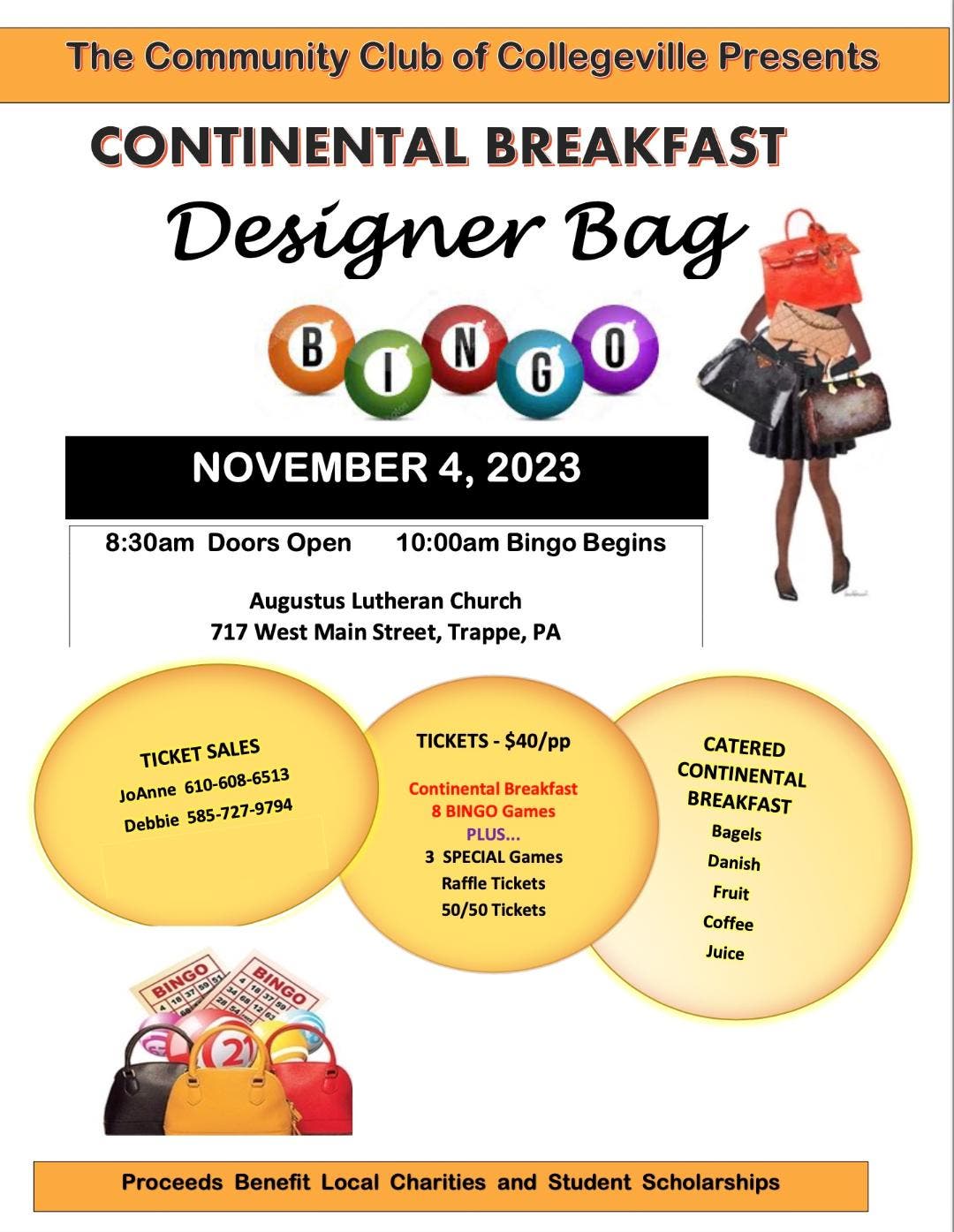 Nov 4 | Designer Bag Bingo and Continental Breakfast | Perkiomen Valley ...