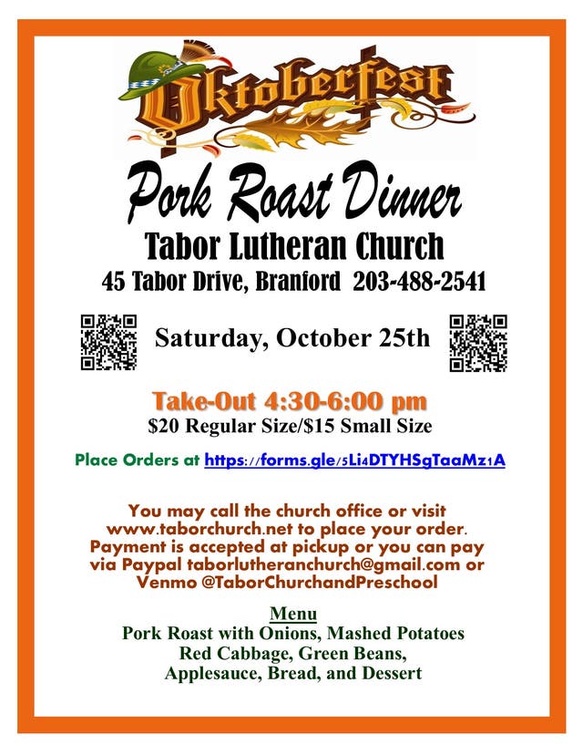 Oct 25 | Tabor Pork Roast Dinner Saturday, October 25th - Place Your ...