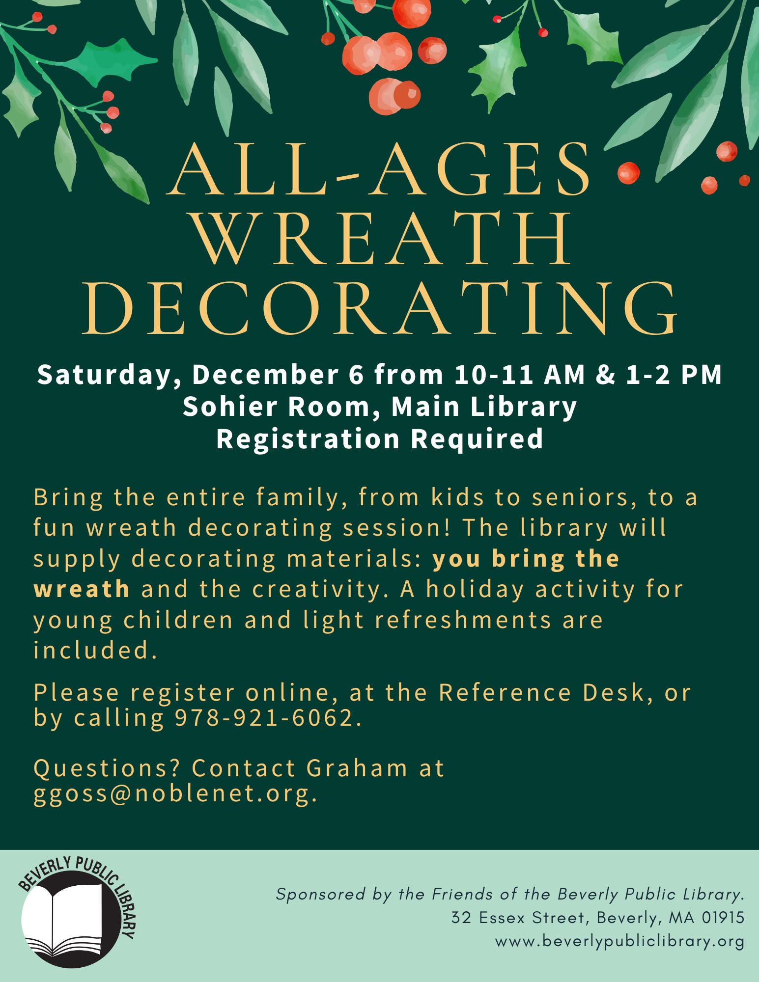 Dec 6 | All-Ages Wreath Decorating | Beverly, MA Patch