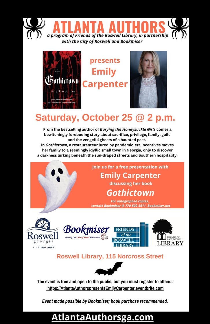 Oct 25 | Author Emily Carpenter Discusses "Gothictown" with Atlanta ...