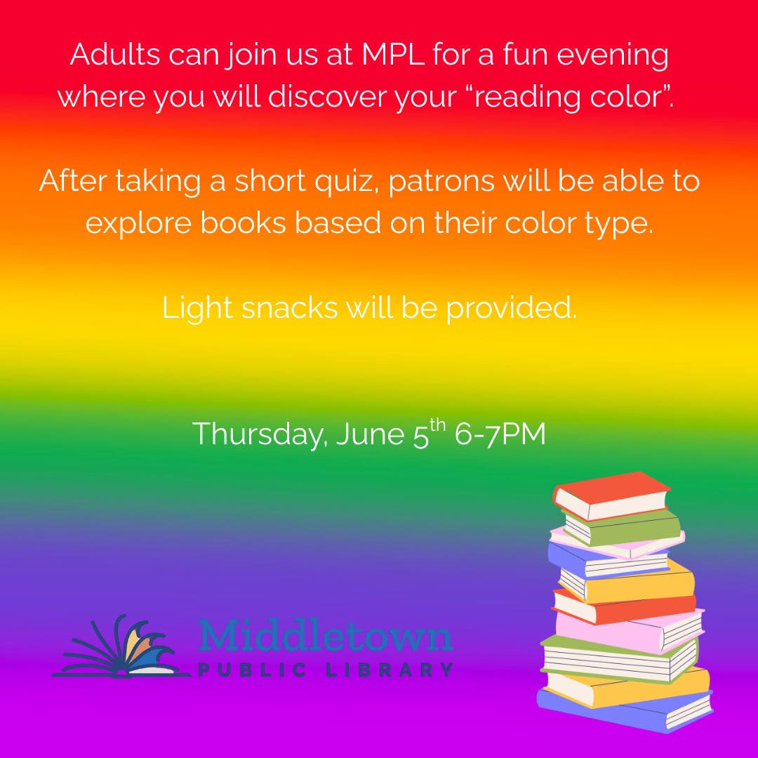 Jun 5 | Read Your Color- Adult Event | Middletown, RI Patch