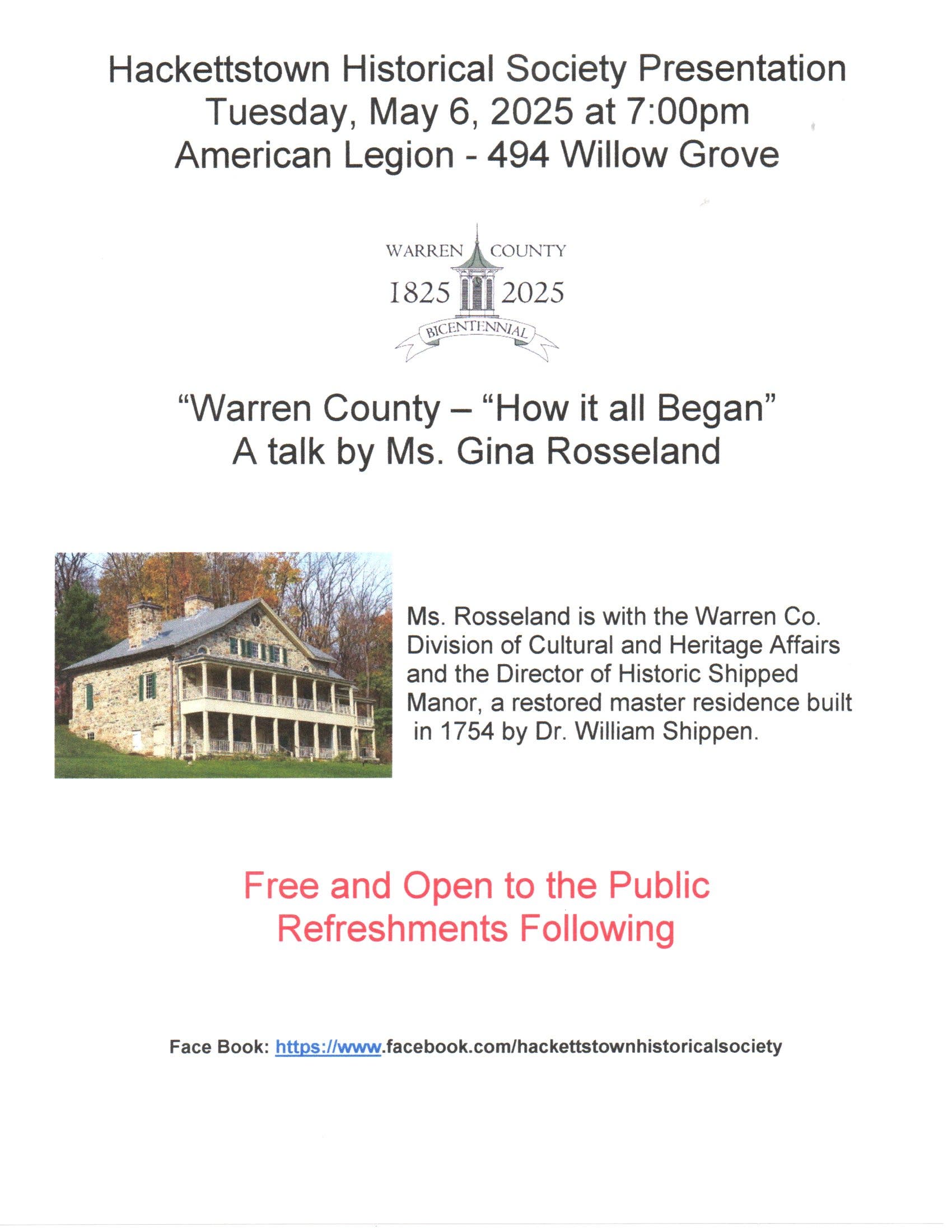 May 6 | Warren County, "How it all began" | Hackettstown, NJ Patch