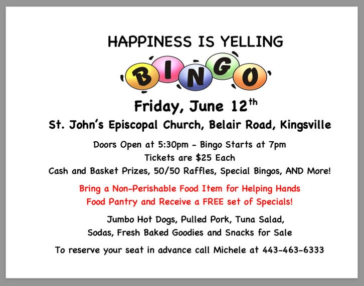 Jun 12 | Spring Bingo | Perry Hall, MD Patch