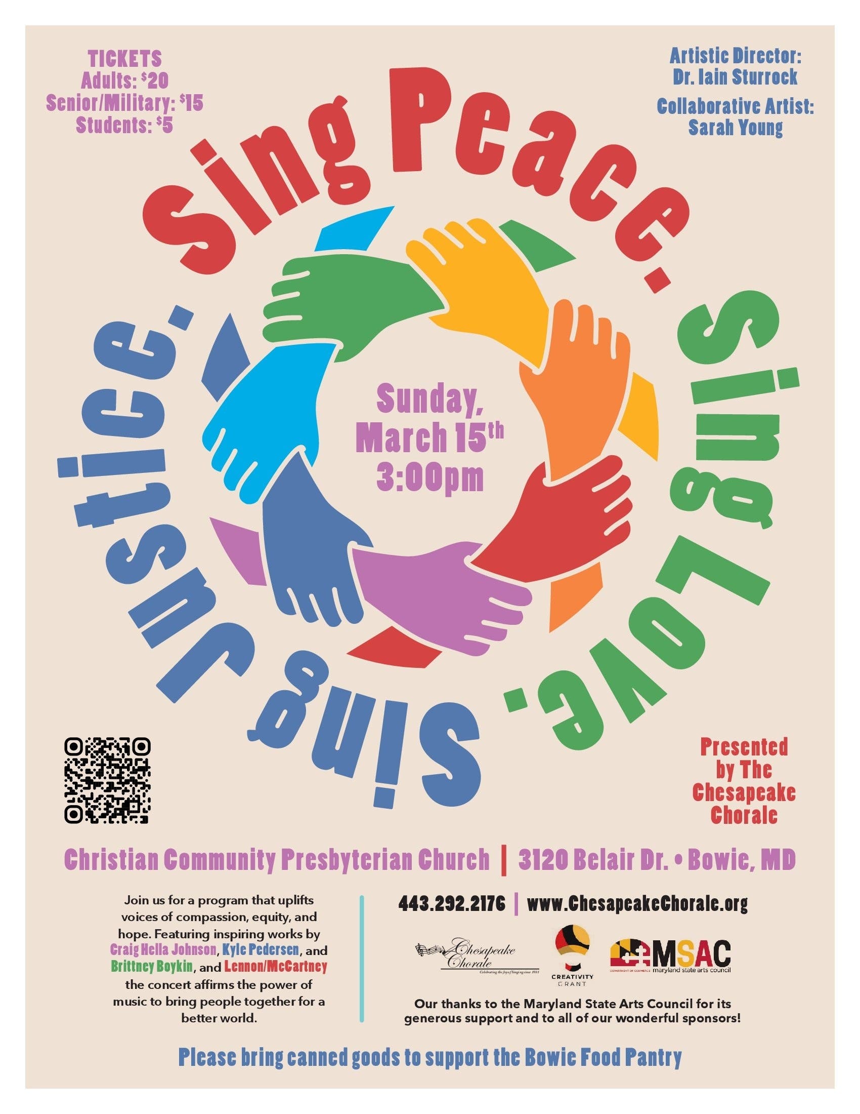 Mar 15 | Chesapeake Chorale Concert: “Sing Peace, Sing Love, Sing ...