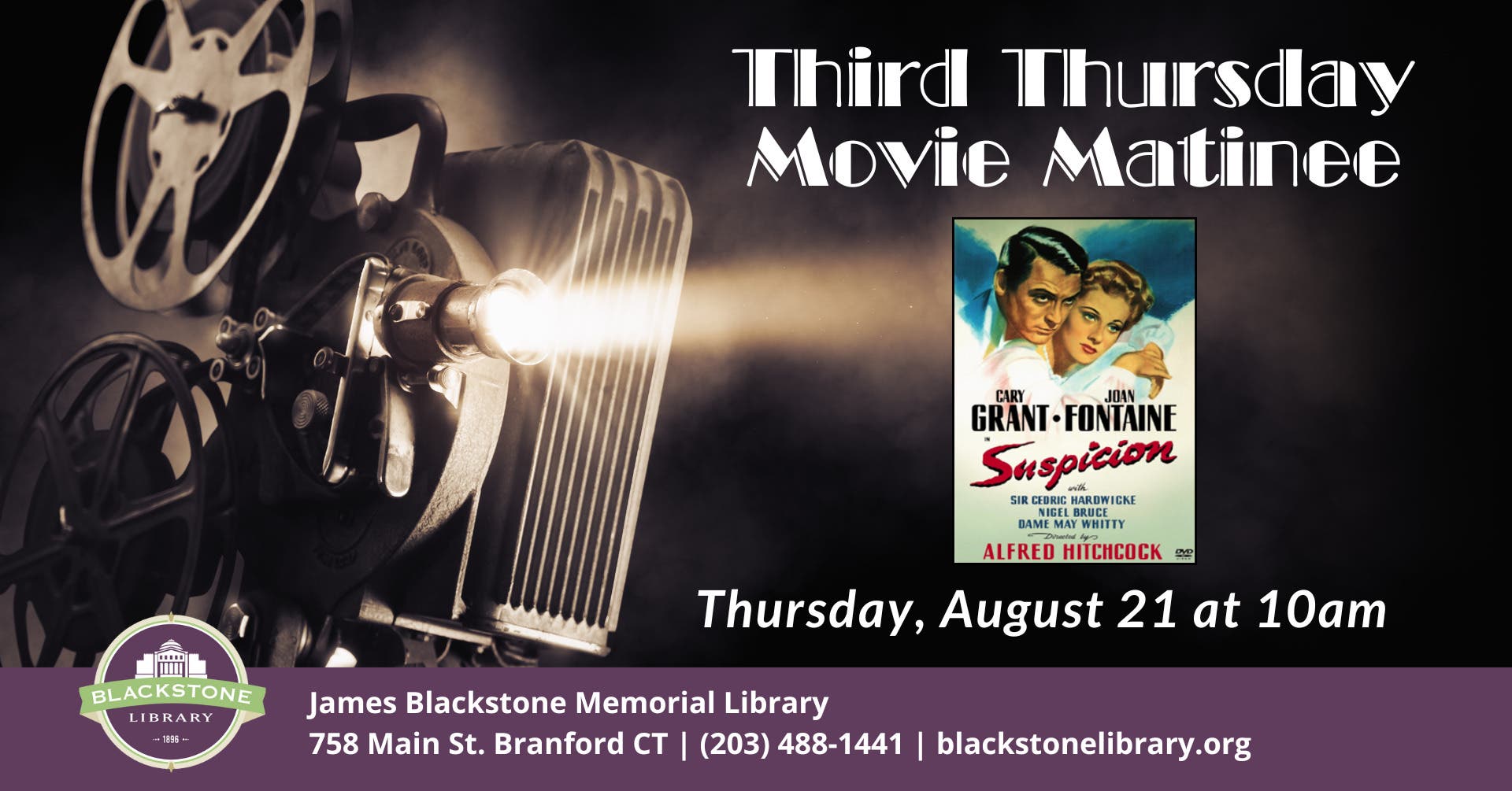 Aug 21 | Third Thursday Movie Matinee: Suspicion | Branford, CT Patch