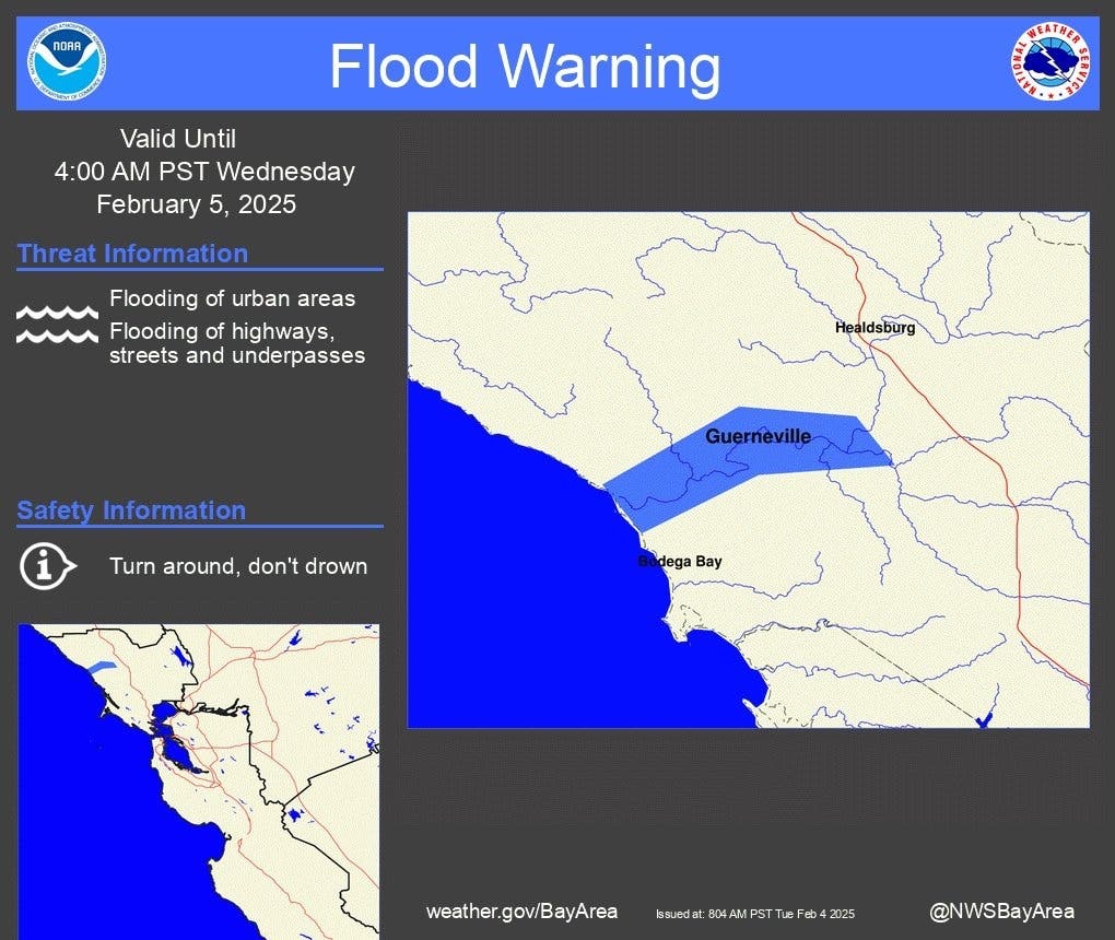 Flood Warning Issued For Russian River At Johnson's Beach | Healdsburg ...