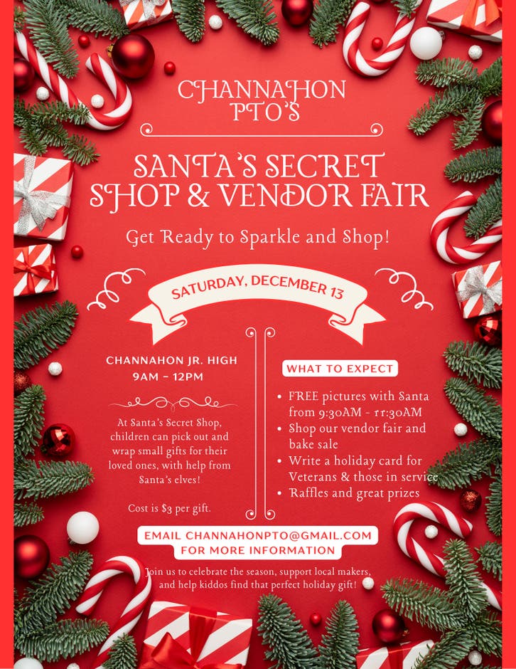 Dec 13 | Channahon PTO's Santa's Secret Shop & Vendor Fair | Channahon ...