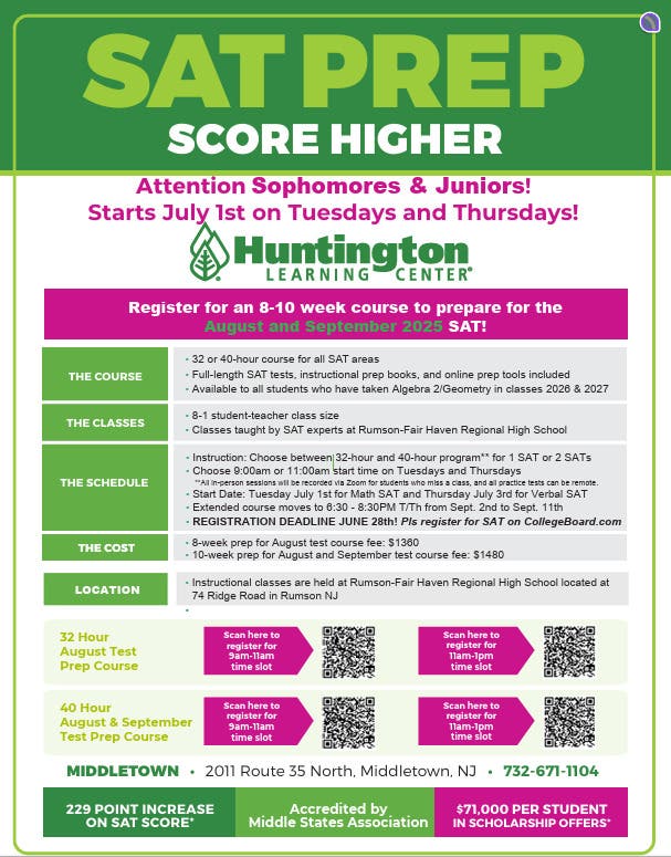 Jul 1 | SAT Prep Class For Aug 23 and Sept 13 SAT | Middletown, NJ Patch