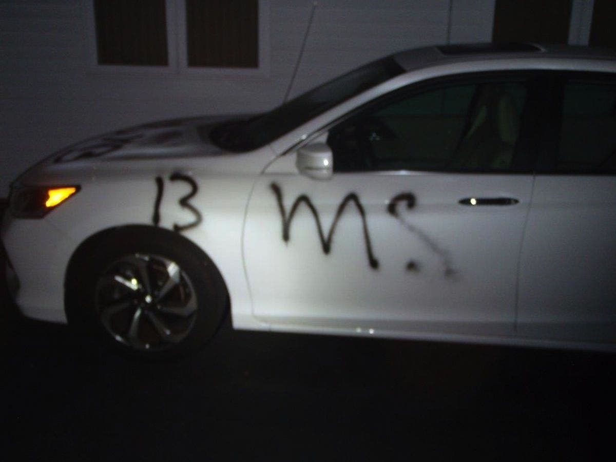 Gang Symbol Spray Painted on Vehicles, Fence in Hicksville | Hicksville ...