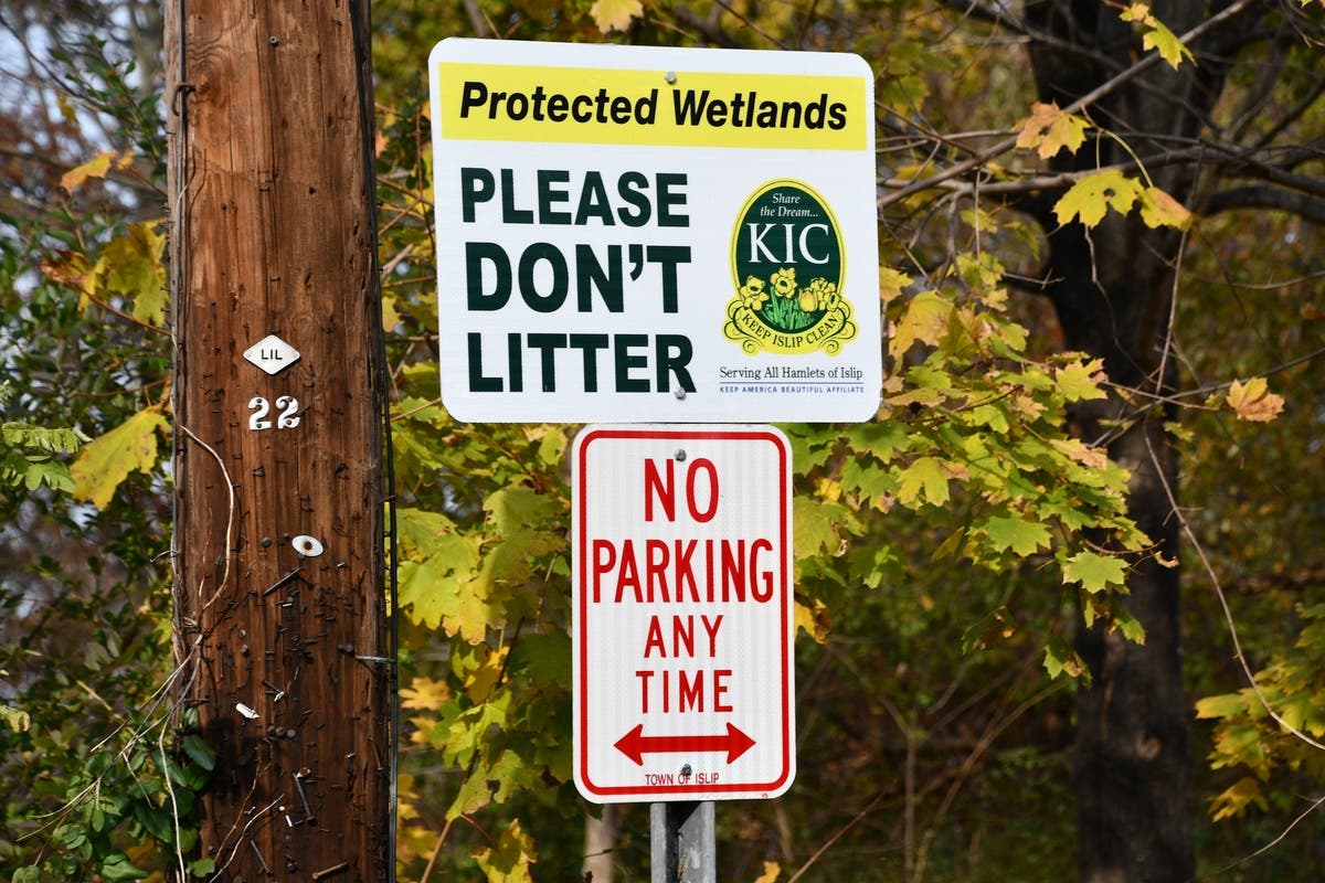 Protected Wetlands Marked With Anti-Litter Sign | Islip, NY Patch