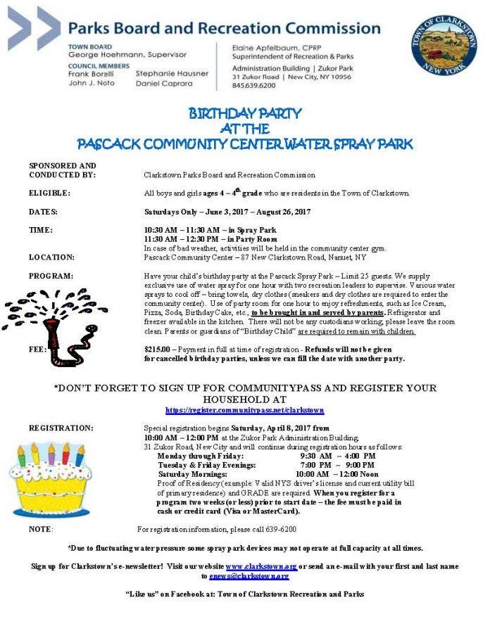 Town of Clarkstown Birthday Party at Pascack Community Center 2017 ...