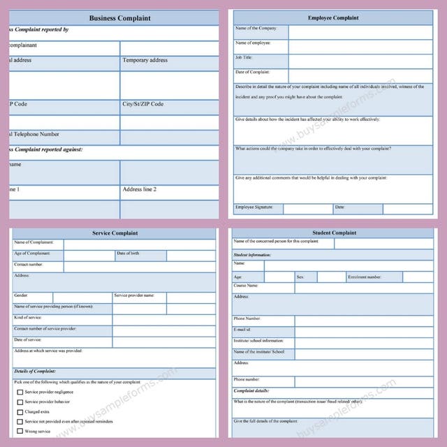 Sample Complaint Forms for Ms Word, Pdf & Excel Templates ...