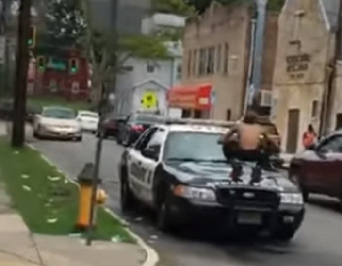 Video Shows Newark Man Jumping On Police Car; Cops 'Do Nothing ...