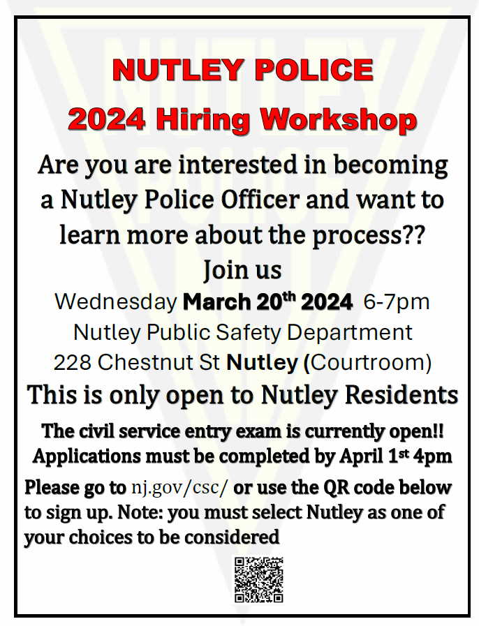Nutley Police To Hold Hiring Workshop: How To Become A Local Cop ...
