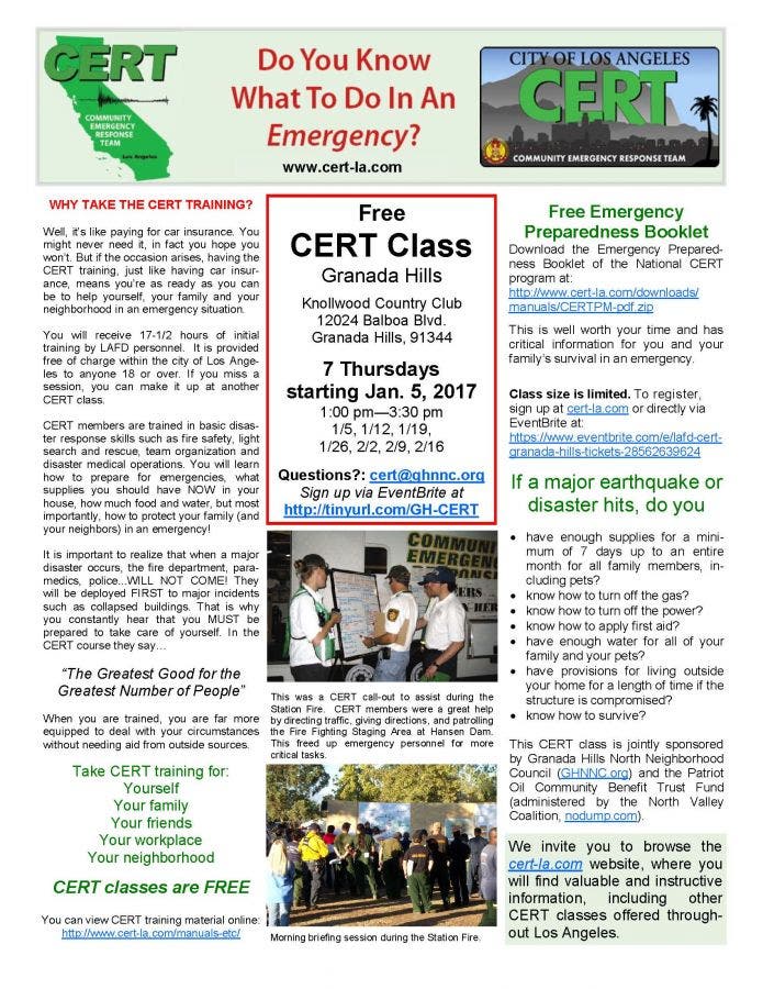 Register Now! FREE Community Emergency Response Team Class Starts ...