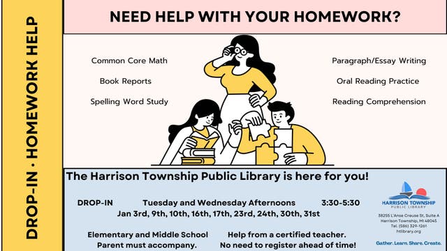 Jan 3 | Drop In Homework Help | Clinton Township, MI Patch