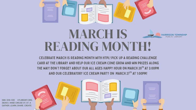 Mar 2 | March is Reading Month: Reading Challenge! | Clinton Township ...