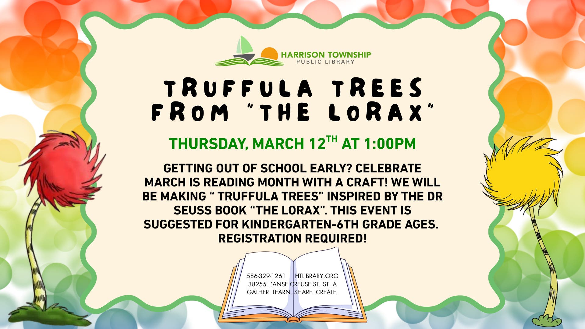 Mar 12 | Kids Truffula Trees from "The Lorax" | Clinton Township, MI Patch