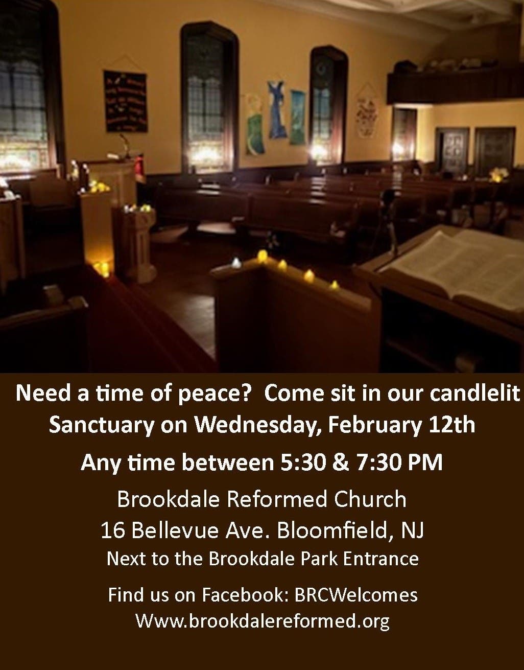 Feb 12 | CANCELLED FOR TONIGHT Candlelit Sanctuary | Bloomfield, NJ Patch