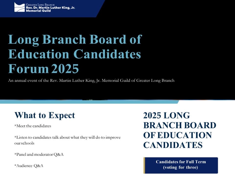 Long Branch School Board Candidates' Forum Oct. 13 | Long Branch, NJ Patch