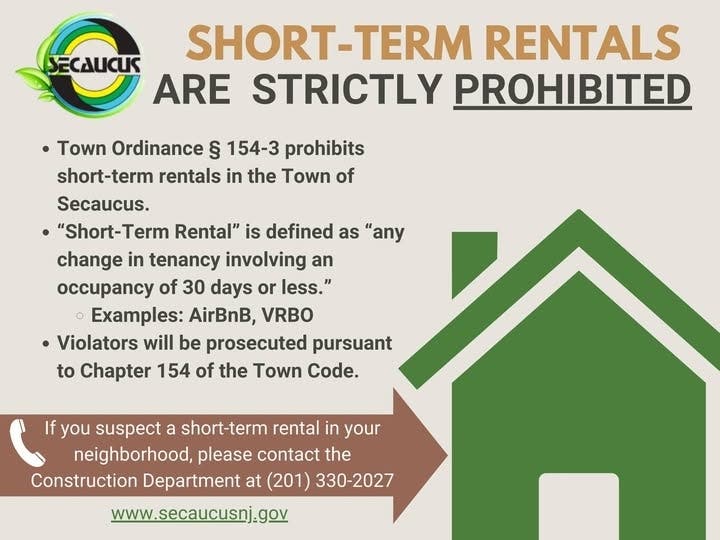 Secaucus Reminds Residents: You Cannot Rent Out Homes During The World ...