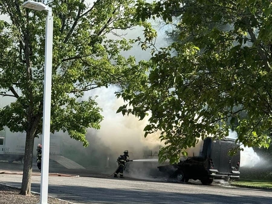 Party Bus Engulfs In Flames, Bridgewater Volunteer Firefighters Battle ...