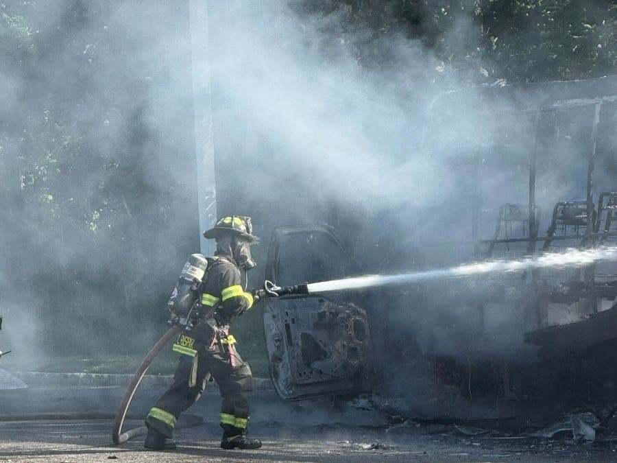 Party Bus Engulfs In Flames, Bridgewater Volunteer Firefighters Battle ...