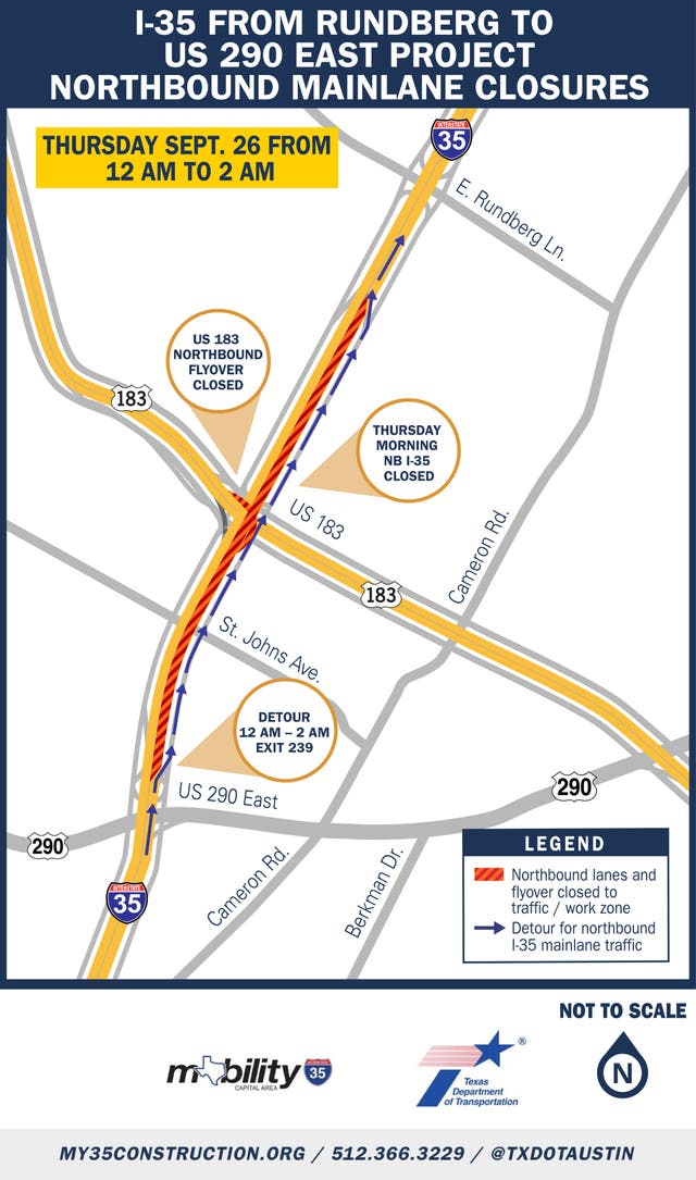 Traffic Alert: I-35 Lanes Between U.S. 183, U.S. 290 To Close | Austin ...