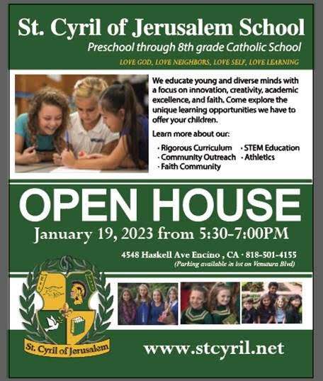 Preschool - 8th Grade Open House - ST. CYRIL SCHOOL - Encino, CA Patch