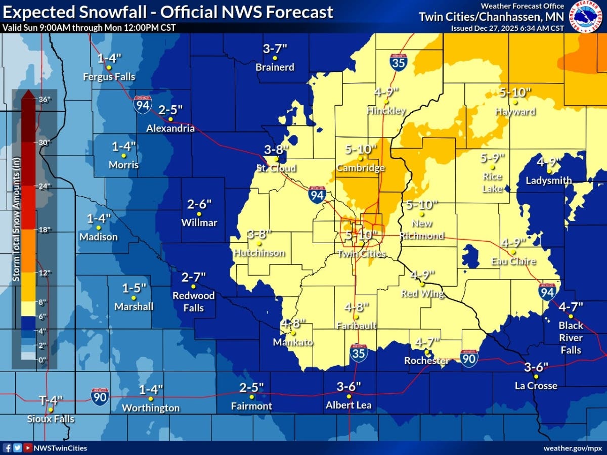 10 Inches Of Snow Possible In Twin Cities As Winter Storm Looms ...