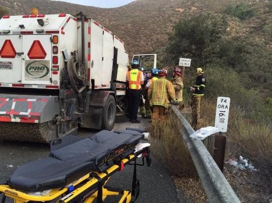 SIG ALERT: Tons of Sand on Ortega Highway after Semi Vs. Street Sweeper ...