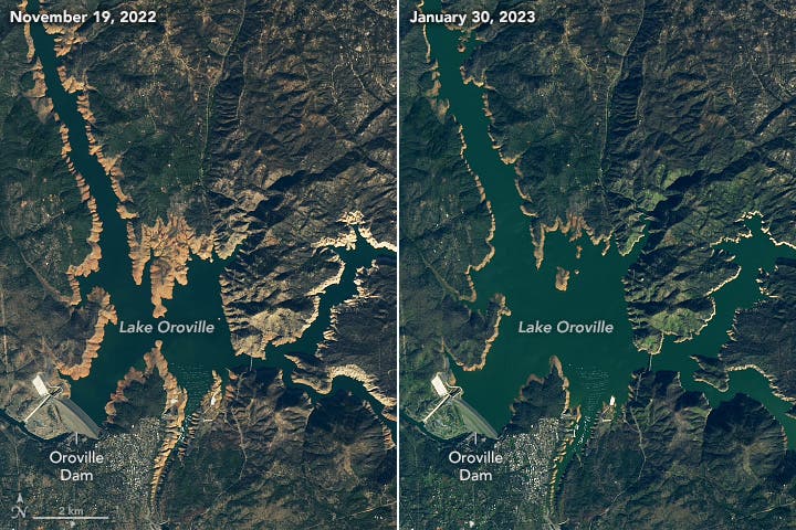 Before & After Photos Show CA's Snowpack, Reservoirs After Storms ...