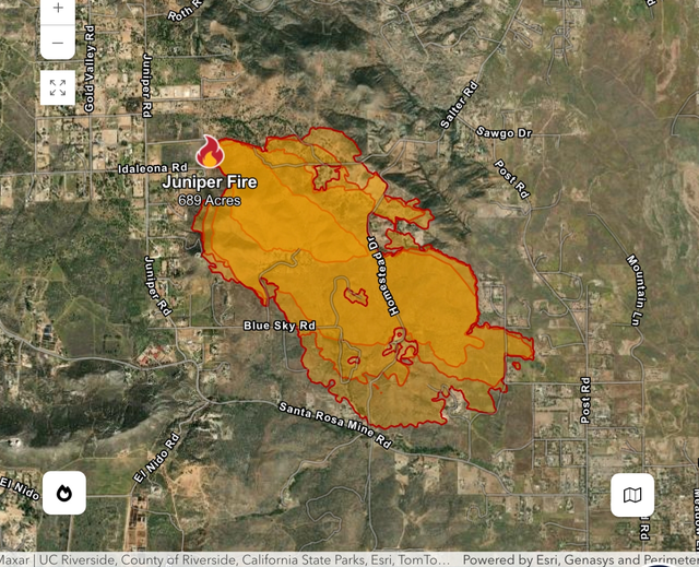 Mead Valley Fire Map: See Juniper Fire Perimeter, Evacuations Lifted ...