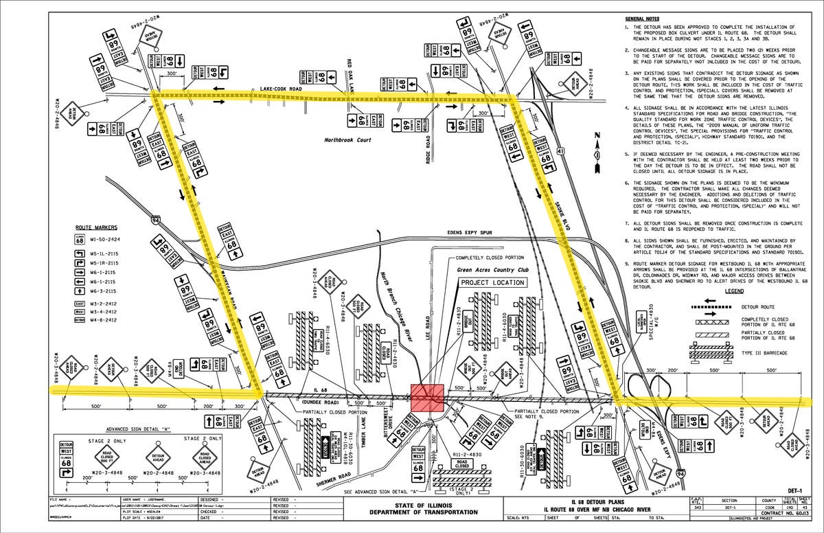 Dundee Road To Close For 6 Months During Construction | Northbrook, IL ...