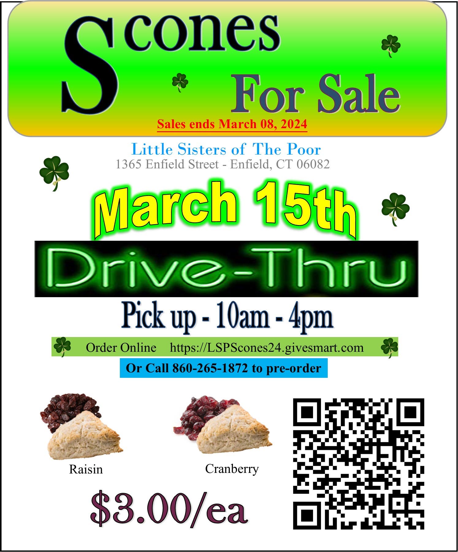 Mar 15 | Annual Scone Sale | Enfield, CT Patch