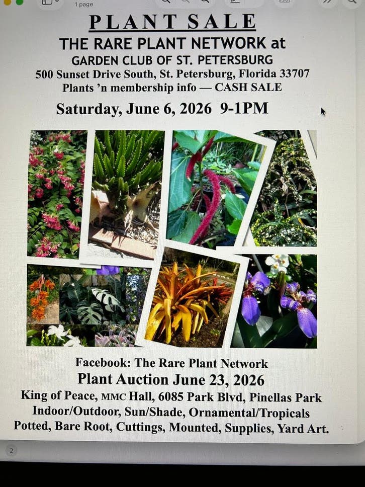 Jun 6 | The Rare Plant Network Plant Sale | Largo, FL Patch