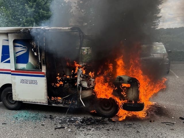 Mail Truck Catches Fire In Melville; Postal Worker Saves Mail | Half ...
