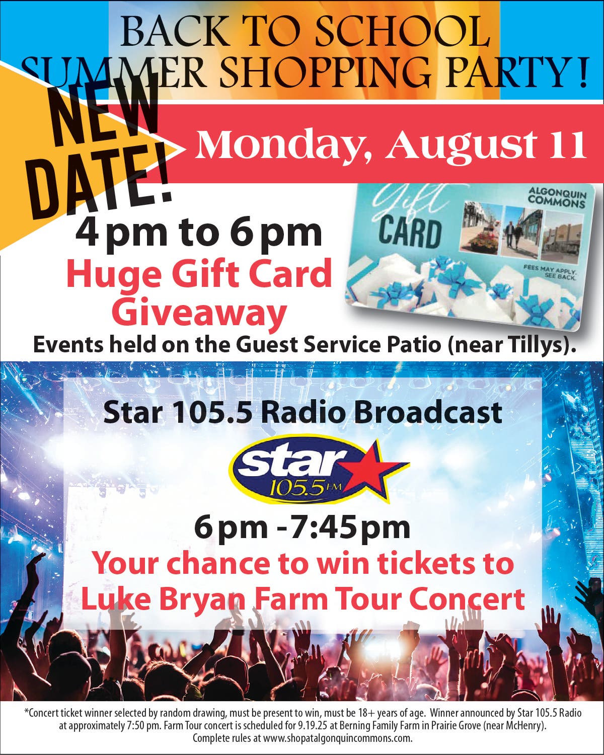 Aug 11 | Gift Card & Concert Ticket Giveaway at Back to School Party ...