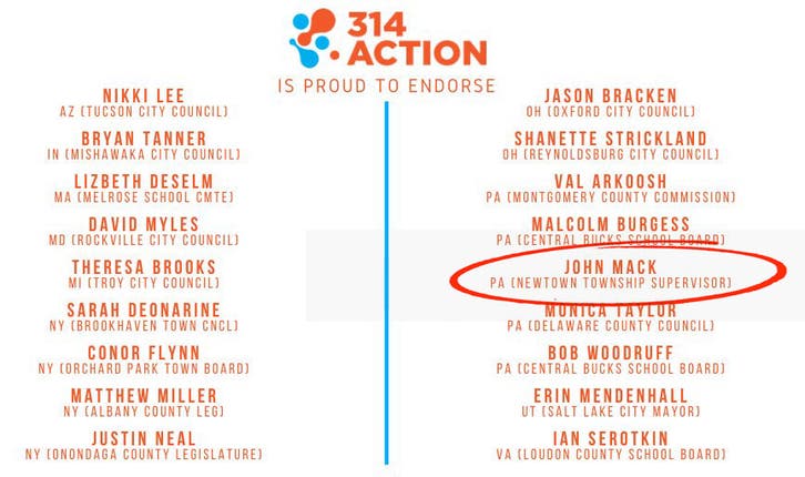 314 Action Endorses John Mack for Newtown Supervisor | Newtown, PA Patch